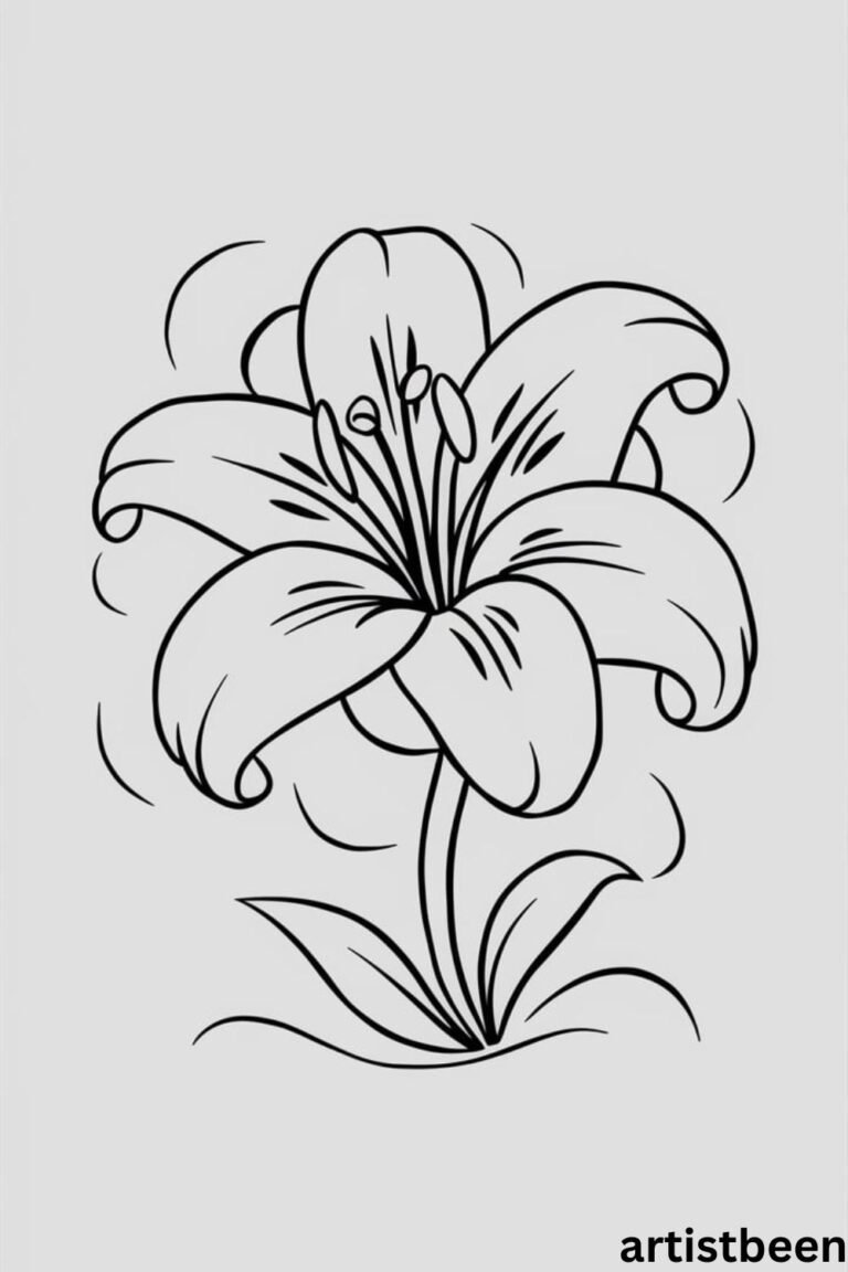 60+ Easy Lily Drawing Ideas for Beginners - Artist Been