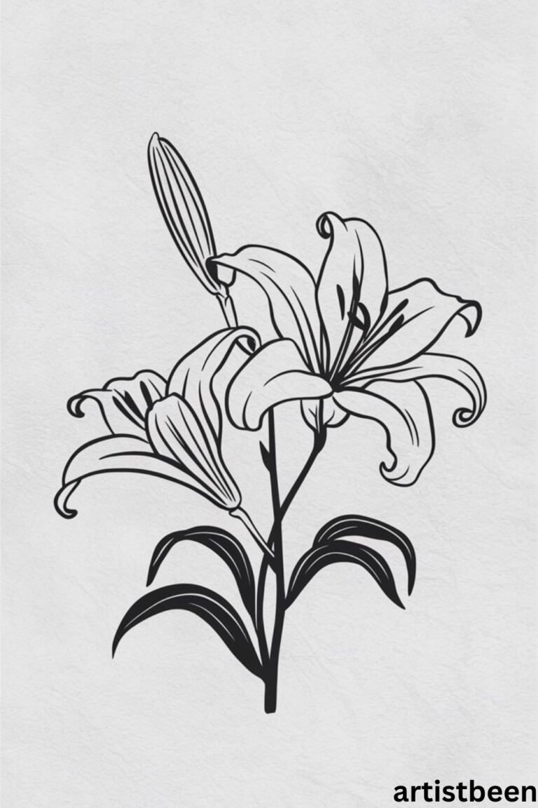 60+ Easy Lily Drawing Ideas for Beginners - Artist Been
