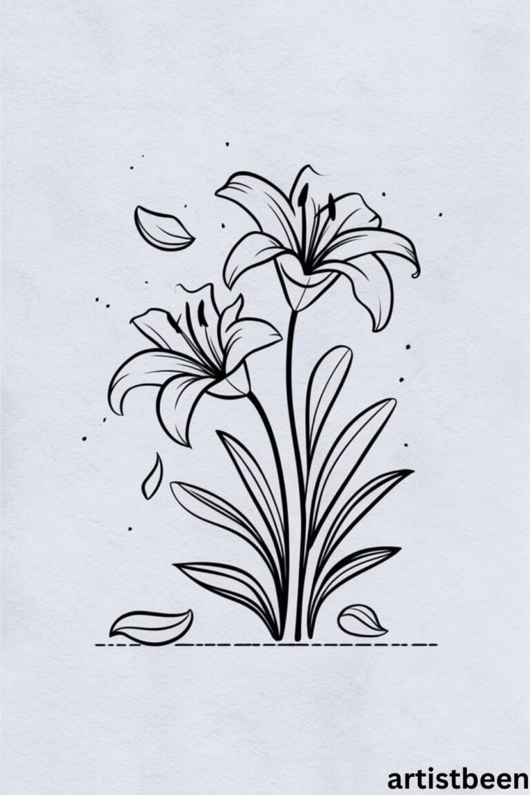 60+ Easy Lily Drawing Ideas for Beginners - Artist Been