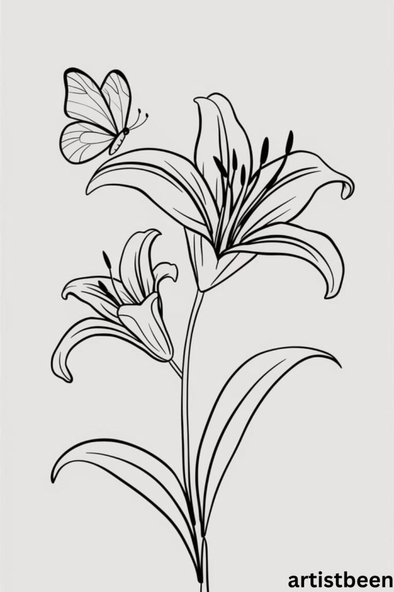 60+ Easy Lily Drawing Ideas for Beginners - Artist Been