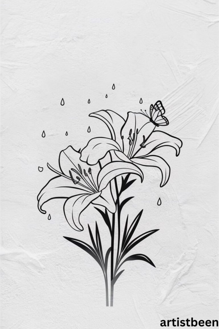 60+ Easy Lily Drawing Ideas for Beginners - Artist Been