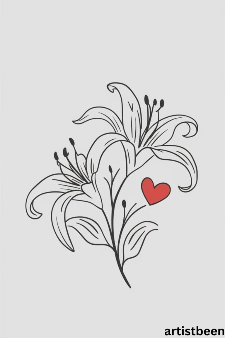60+ Easy Lily Drawing Ideas for Beginners - Artist Been