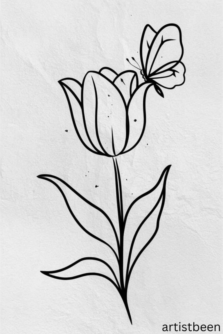 60+ Easy Tulip Drawing Ideas for Beginners - Artist Been