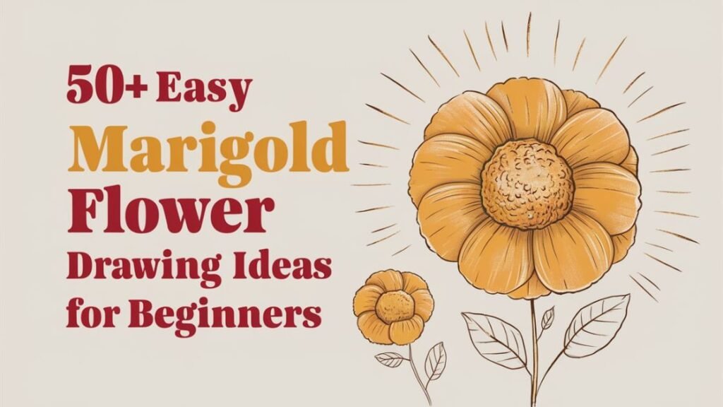 40+ Easy Marigold Flower Drawing Ideas for Beginners - Artist Been