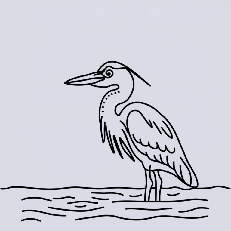 15 Easy and Cute Heron Drawing Ideas for Beginners 🐦 - Artist Been